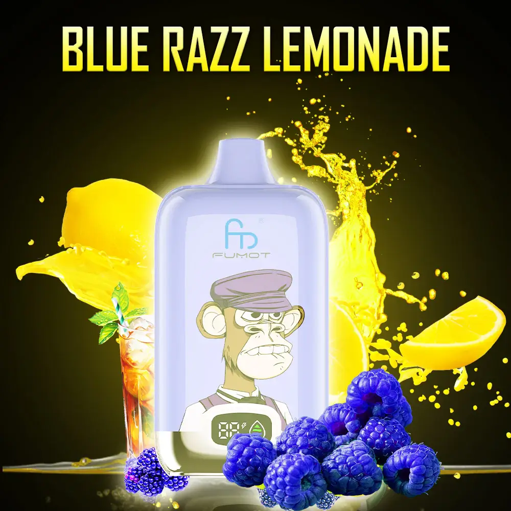 FUMOT Blue razz lemonade RandM Tornado 12000 Züge Vape Digital Box ...